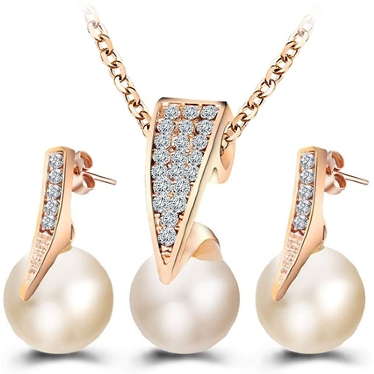Rose gold set - ogrlica i naušnice s kristalima